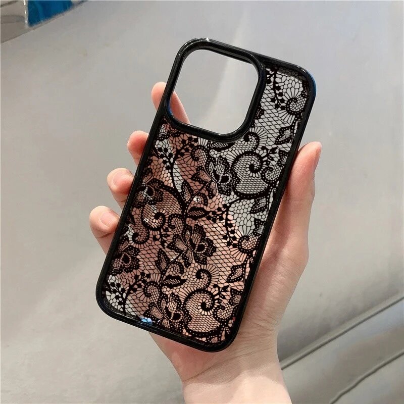 Винтажный прозрачный чехол с цветочным кружевом для iPhone 17 16 15 14 13 11 12 Pro Max 16E Air X XR XS 7 8 Plus SE 2022, противоударный