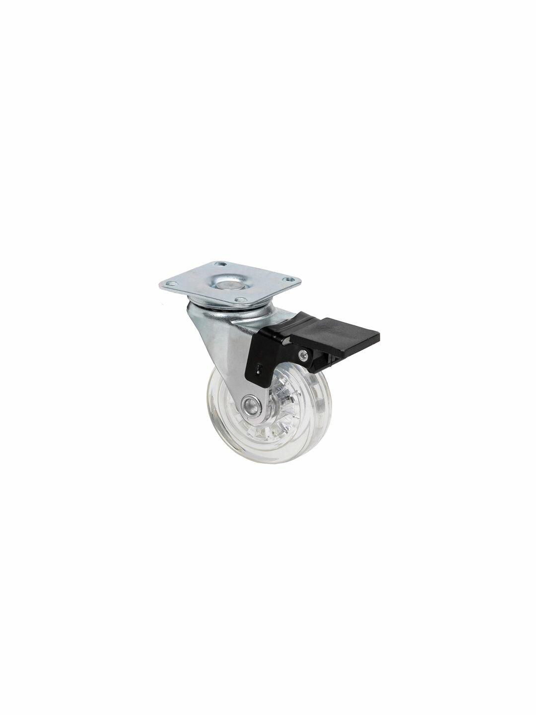 Колесо мебельное SHIFT 50 с тормозом KM-BH50MM-00, прозрачное