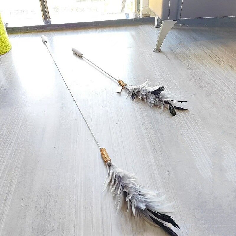 Игрушка для кошек, экстра длинная палка с перьями фазана/страуса, дразнилка с колокольчиком, игрушка для кошек, оптовая продажа от производителя