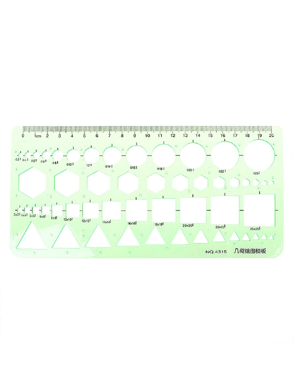 Геометрические Пластиковые Круги Квадраты Шестиугольники для Треугольника Шаблон Линейка Рисунок Т