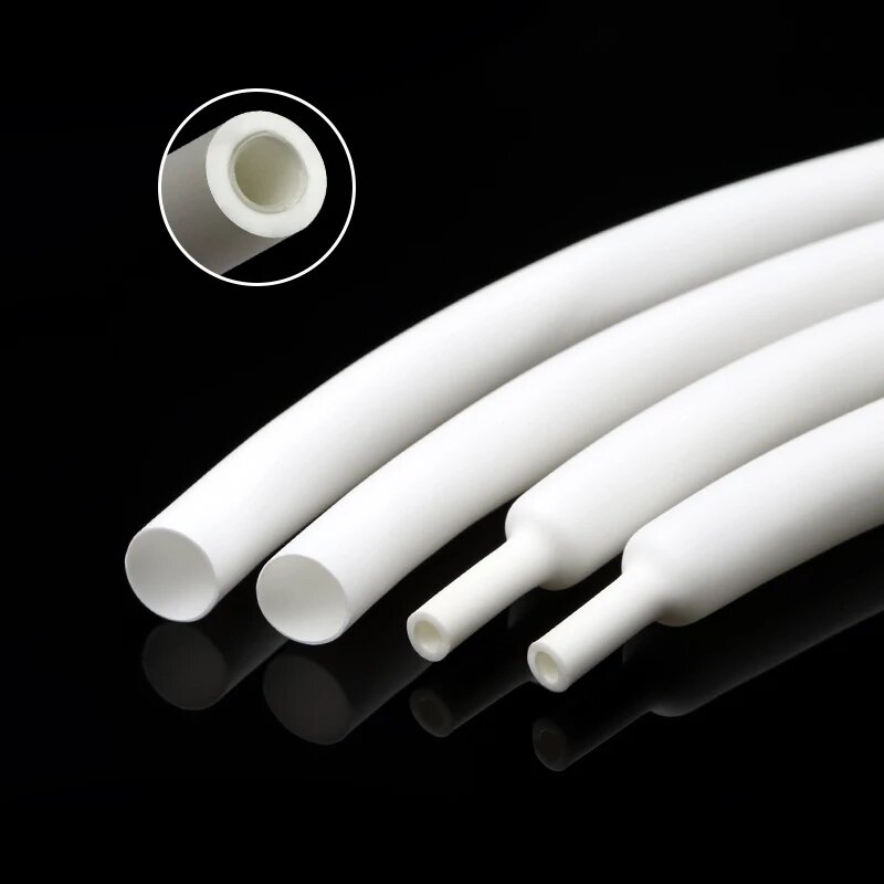 Термоусадочная трубка 3:1 PE черный 1м Белый, White, 4mm