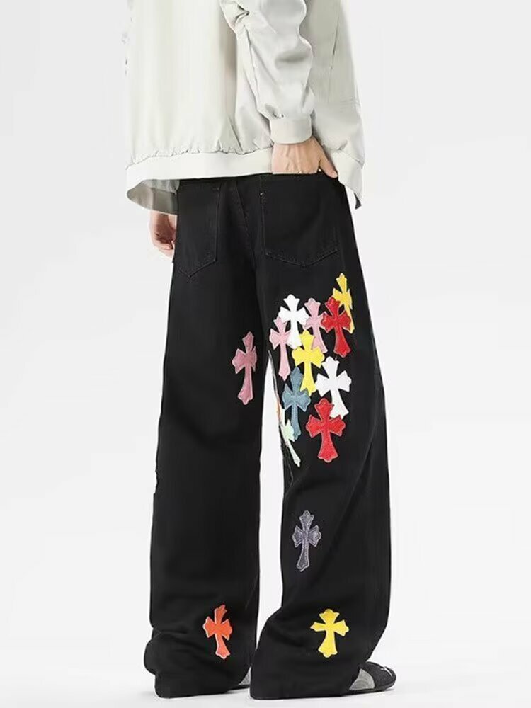 Комфортные ZY Джинсы-видимые строчки мужские для фитнеса евро дизайн деним, Размер_L