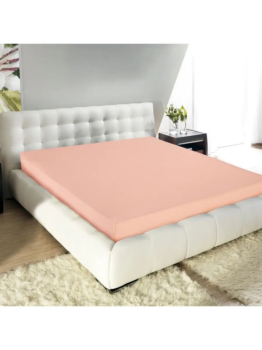 Простыня на резинке трикотажная, 200х200х20 см, Guten Morgen, Цвет: Персик