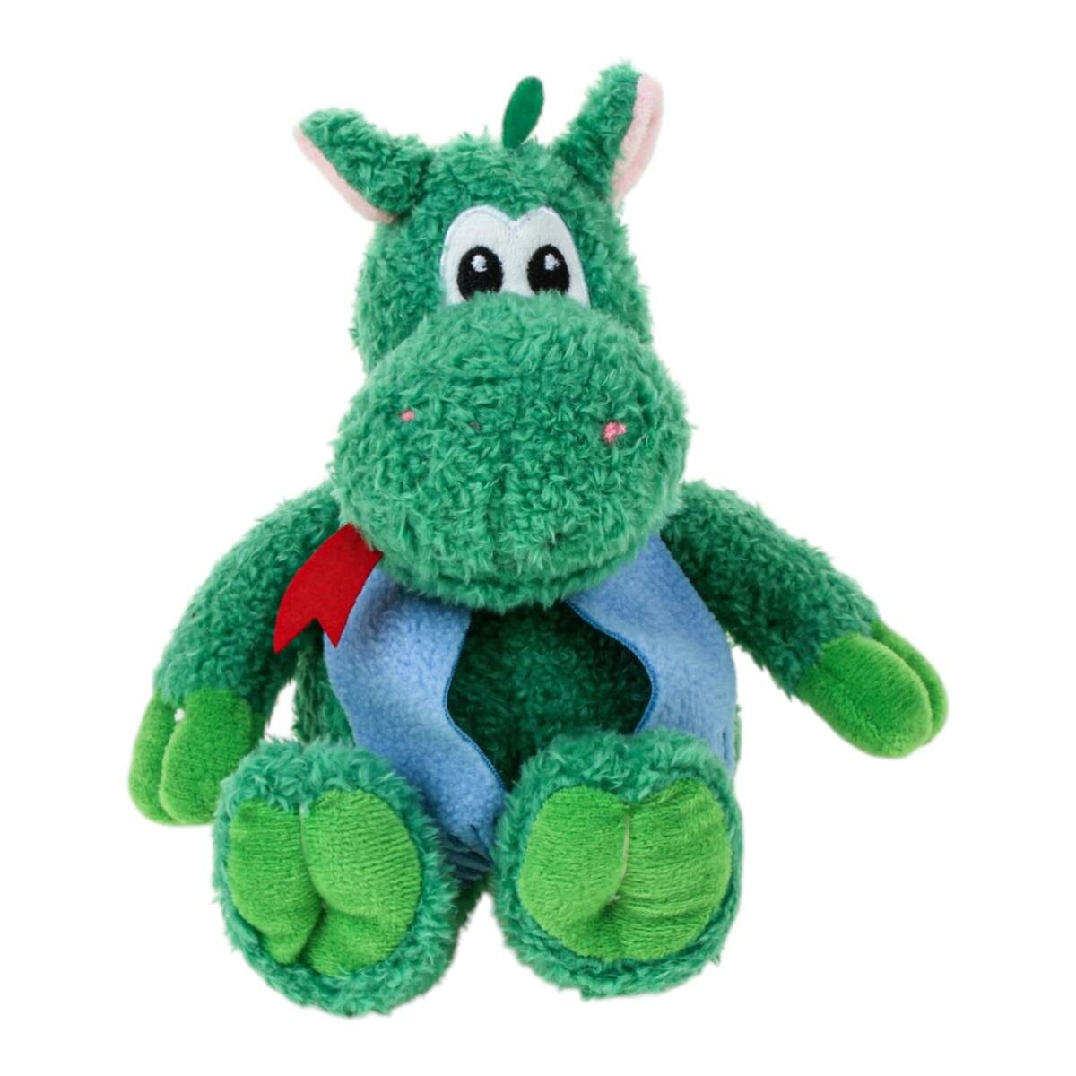 Мягкая игрушка дракошечка Зина 24 см, зеленая, в голубом шарфе