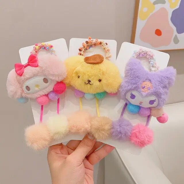Милая резинка для волос Sanrio и My Melody для девочек, повязка на голову в форме сердца с персонажами аниме, мягкая, милая, мультяшная, милый новый стиль.