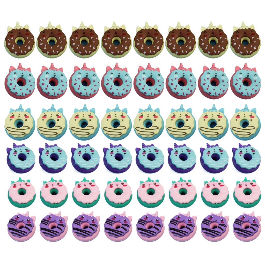48 Шт Пончики, Ластики, Ластики "Назад в школу", Милые Пищевые Ластики, Ластики для Карандашей, Офисные Школьные Принадлежности для Студентов