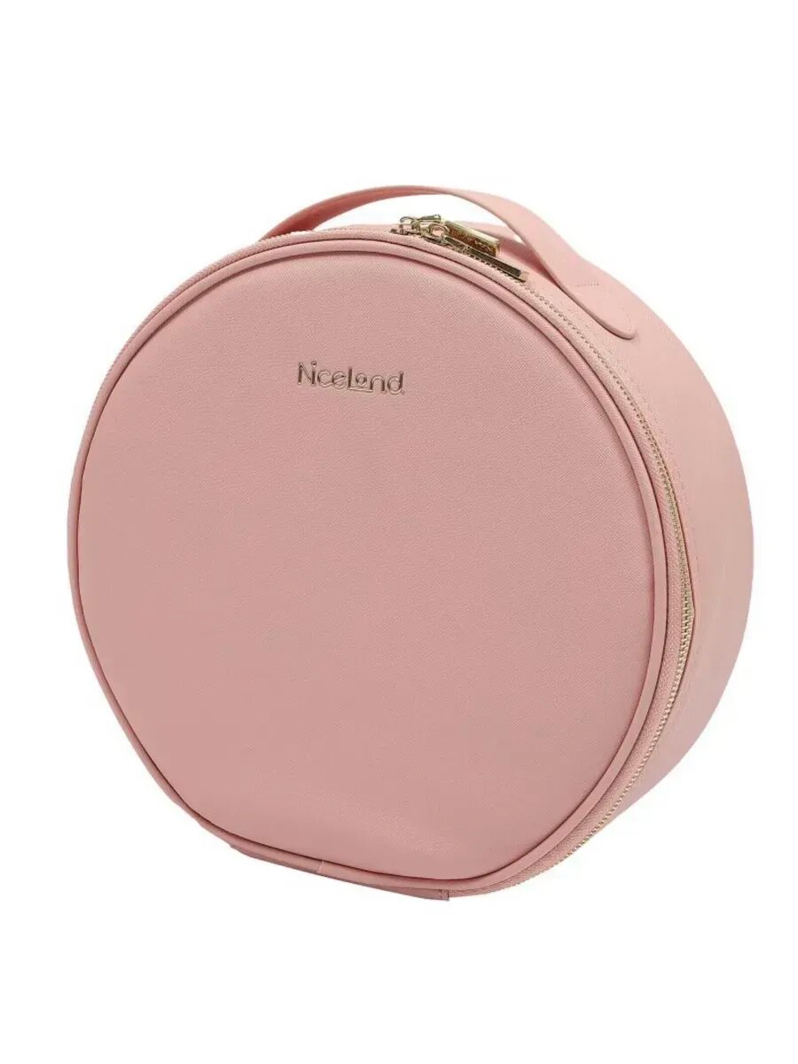 Косметичка с зеркалом и подсветкой круглая