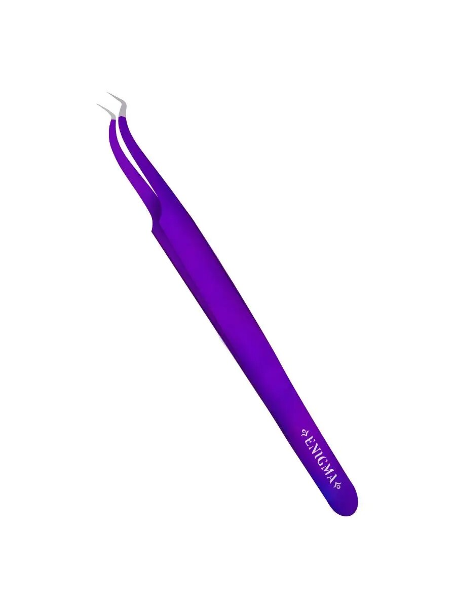 Пинцет Мини-L изогнутый 90 руч заточка Purple metallic