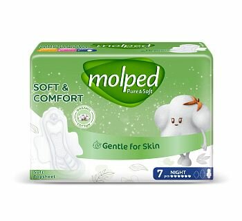 Molped Прокладки женские гигиенические PURE&SOFT Night, 7 шт/уп