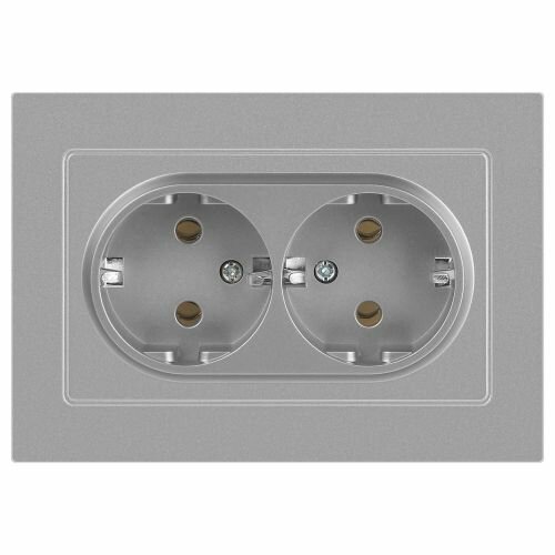 Розетка 2-м СП Accent 6-205-03 16А IP20 250В 2P+E Schuko AL/CU алюм. Intro Б0063490