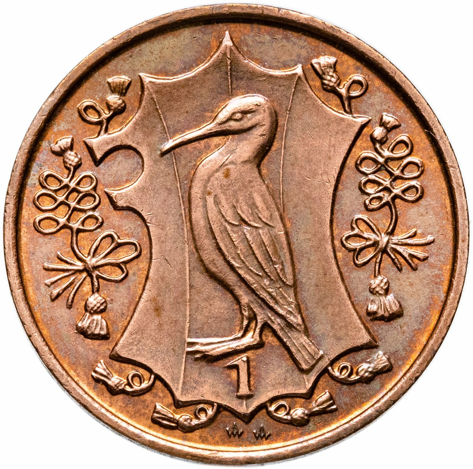 Остров Мэн 1 пенни penny 1987, Бронза, в сохранности AU