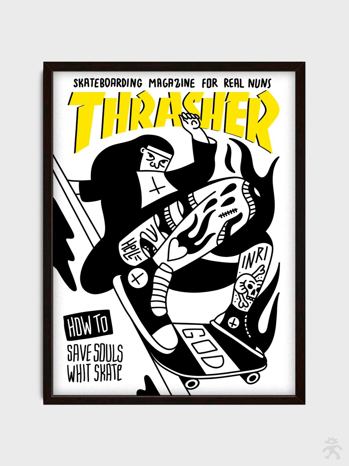 Интерьерный постер "THRASHER - Save Soul With Skate" в стиле pinterest, формат 30x40 см