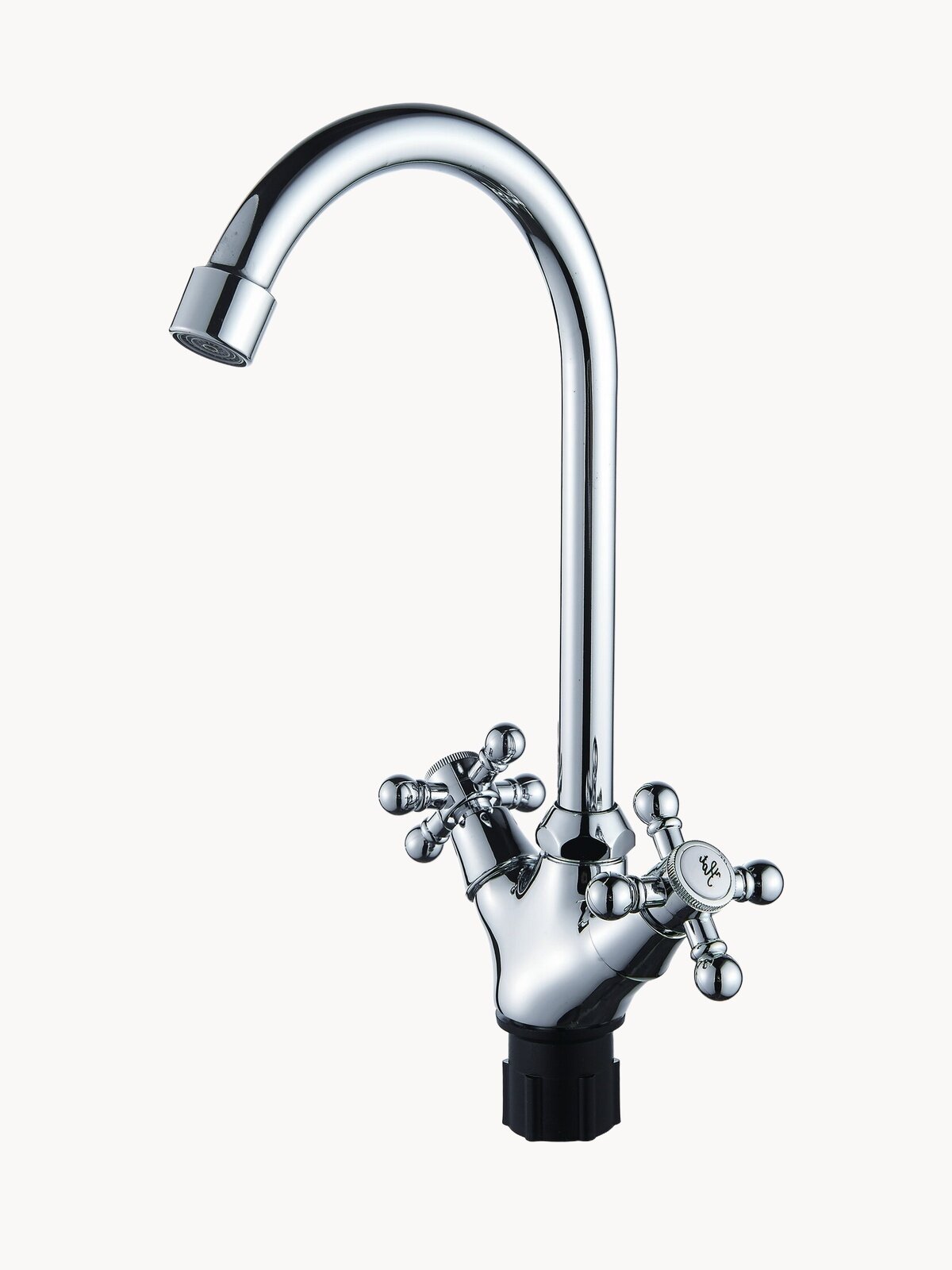 Смеситель на кухню Эверест B41-333 с высоким изливом, кран-буксы 1/2", хром, крепление гайка