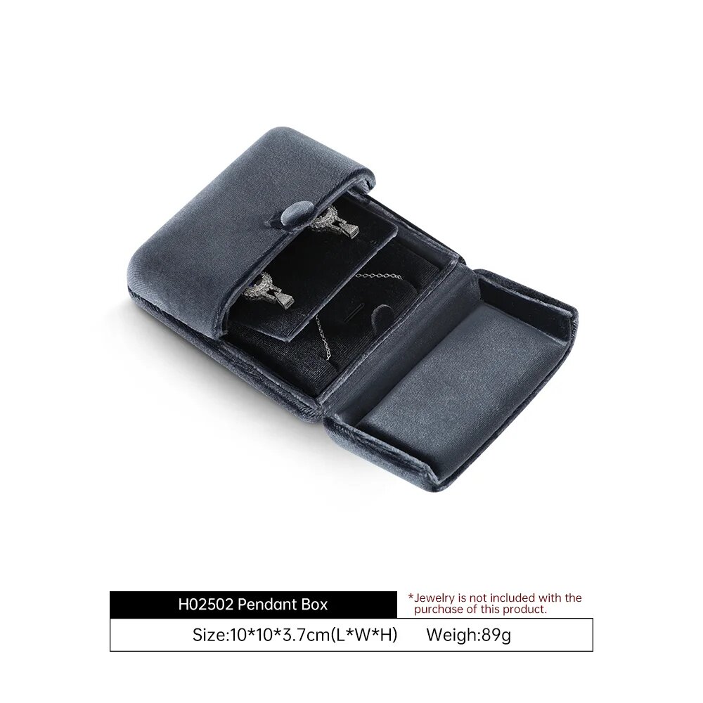 Шкатулка для украшений Yinbeini бархатная H027 Черный, Gray Pendant Box