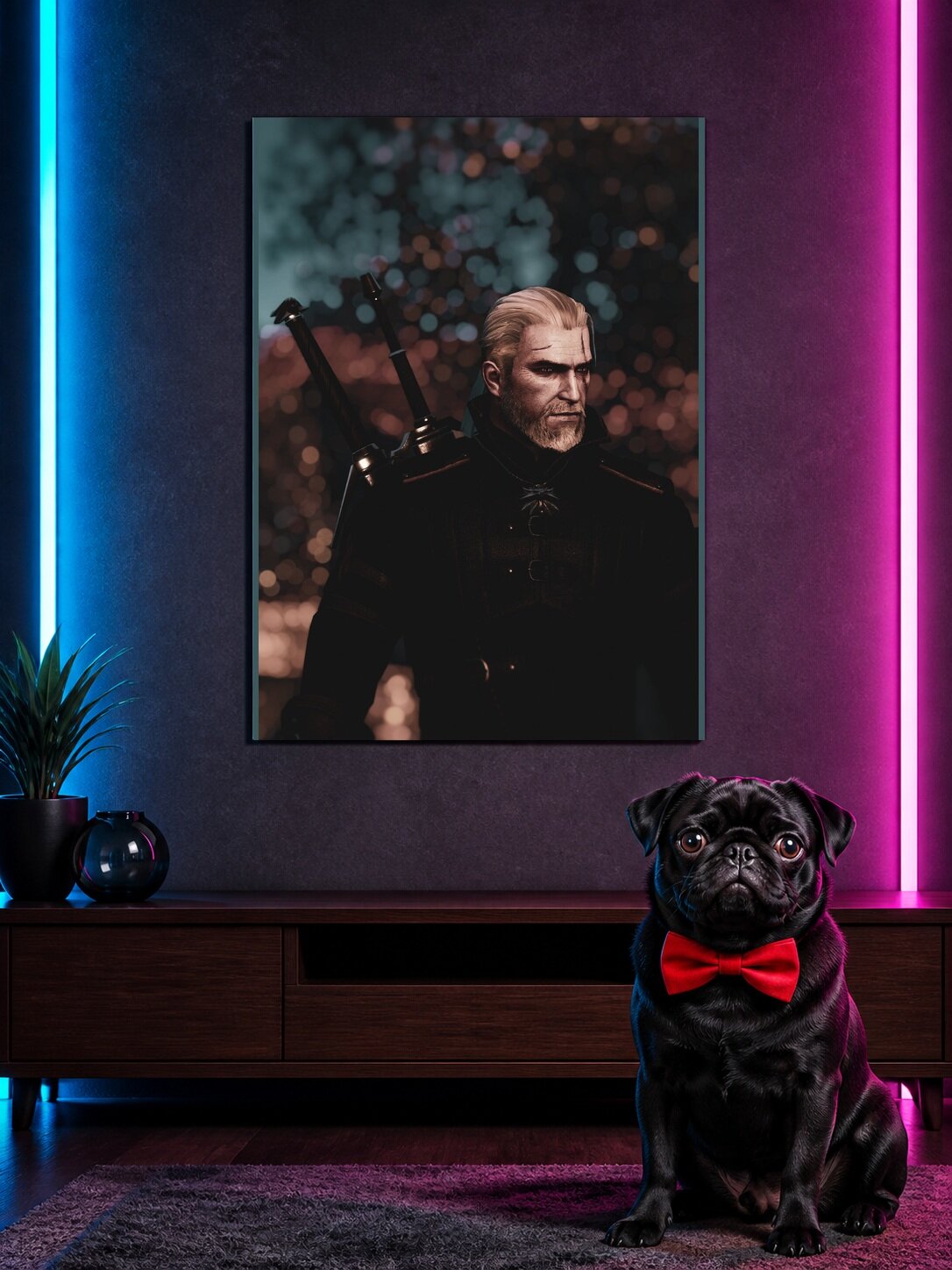 Постер The Witcher портрет Геральта, вертикальная версия