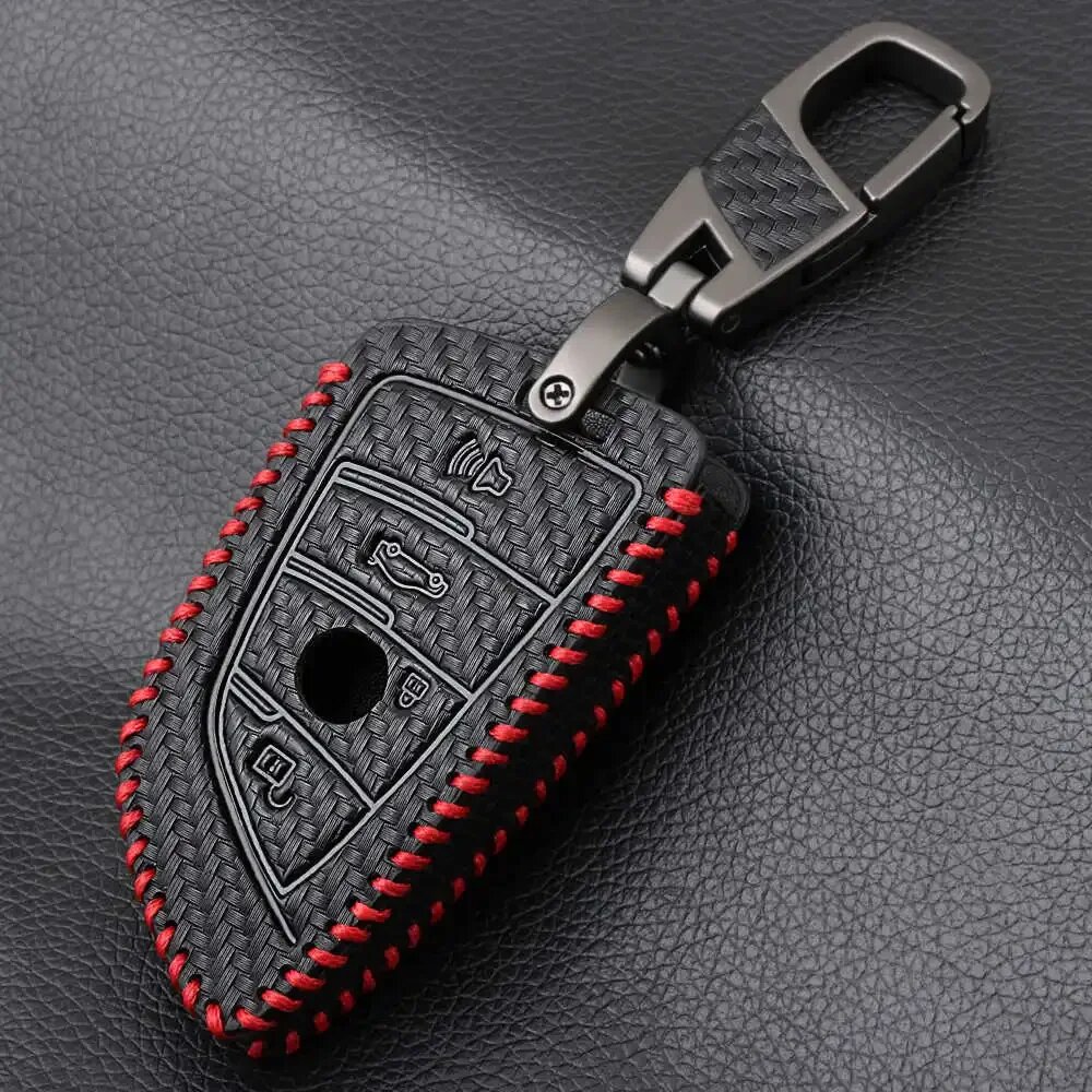 Чехол для ключа автомобиля в стиле углеродного волокна для BMW X1 X3 X5 X6 X7 F30 F34 F10 F20 G20 G30 G01 G02 G05 F15 F16 2 3 5 7 Series G11 G32