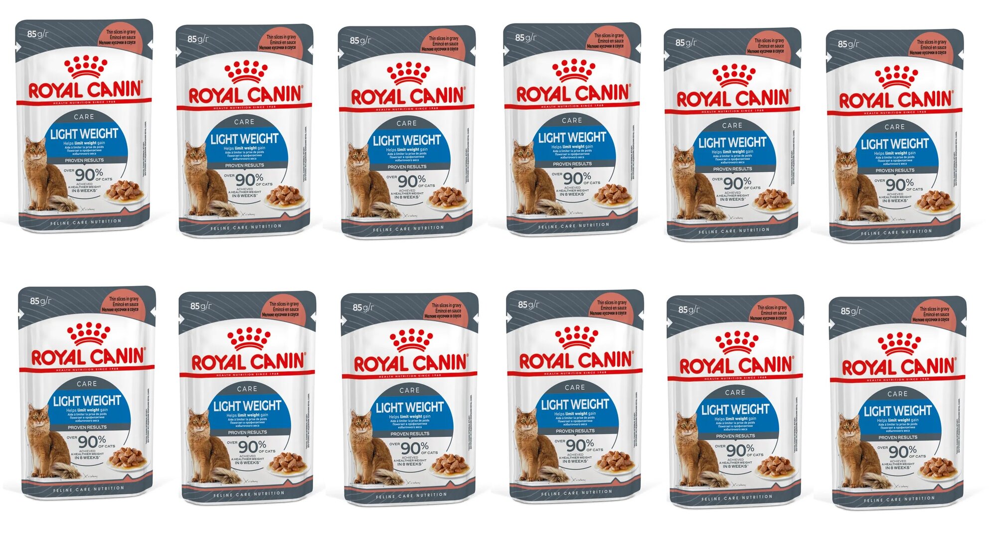 Влажный корм Royal Canin Light Weight Care для кошек старше 1-го года для профилактики избыточного веса мелкие кусочки в соусе, 85гр 12шт