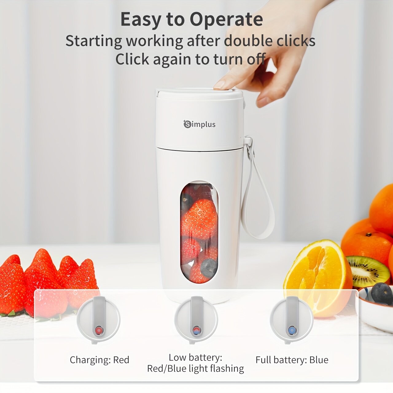 Портативная соковыжималка Simplus для путешествий, 38 секунд для измельчения льда с 10 нержавеющими лезвиями на 18000 об/мин