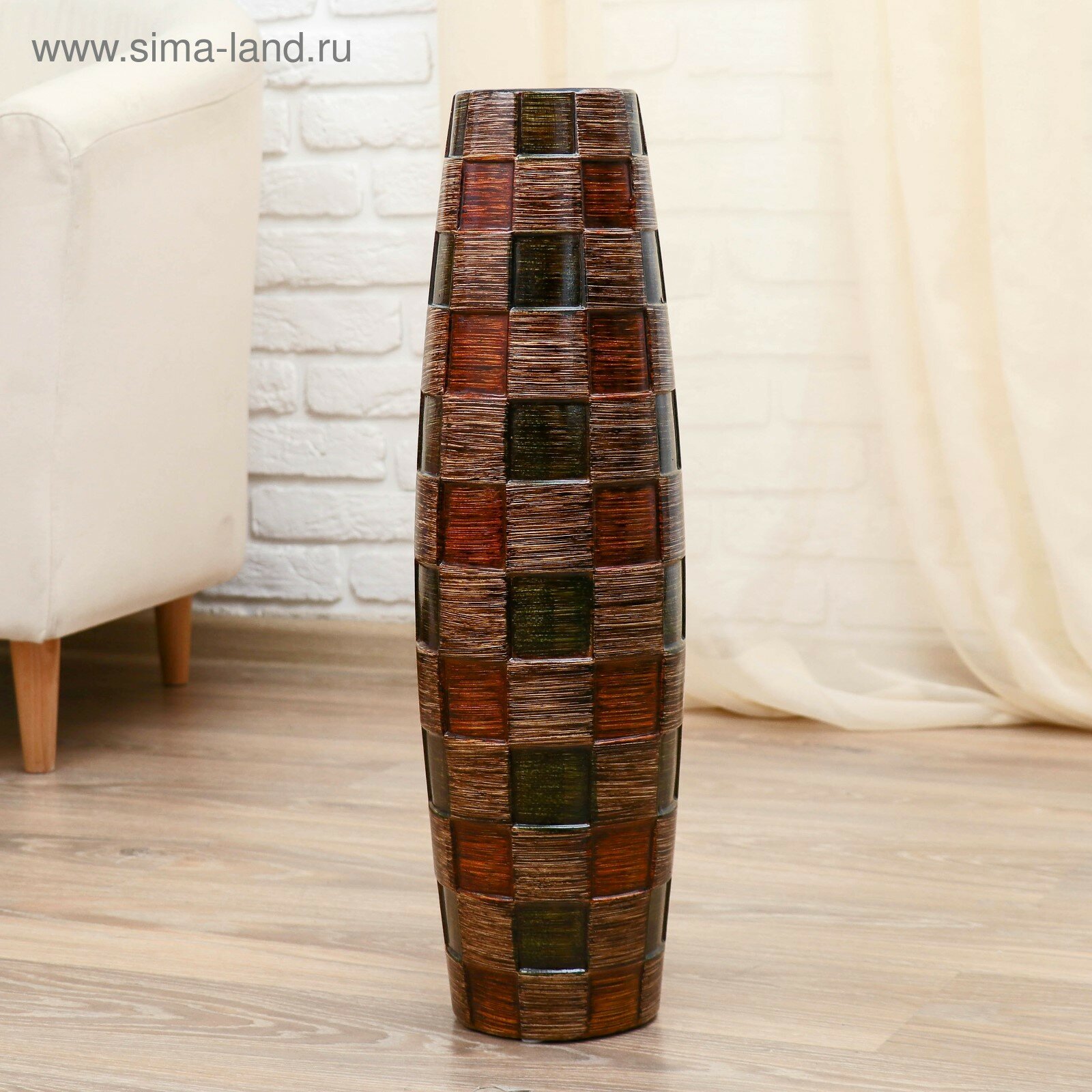 Ваза керамика напольная «Индиго», бочонок, напольная, 17×60 см