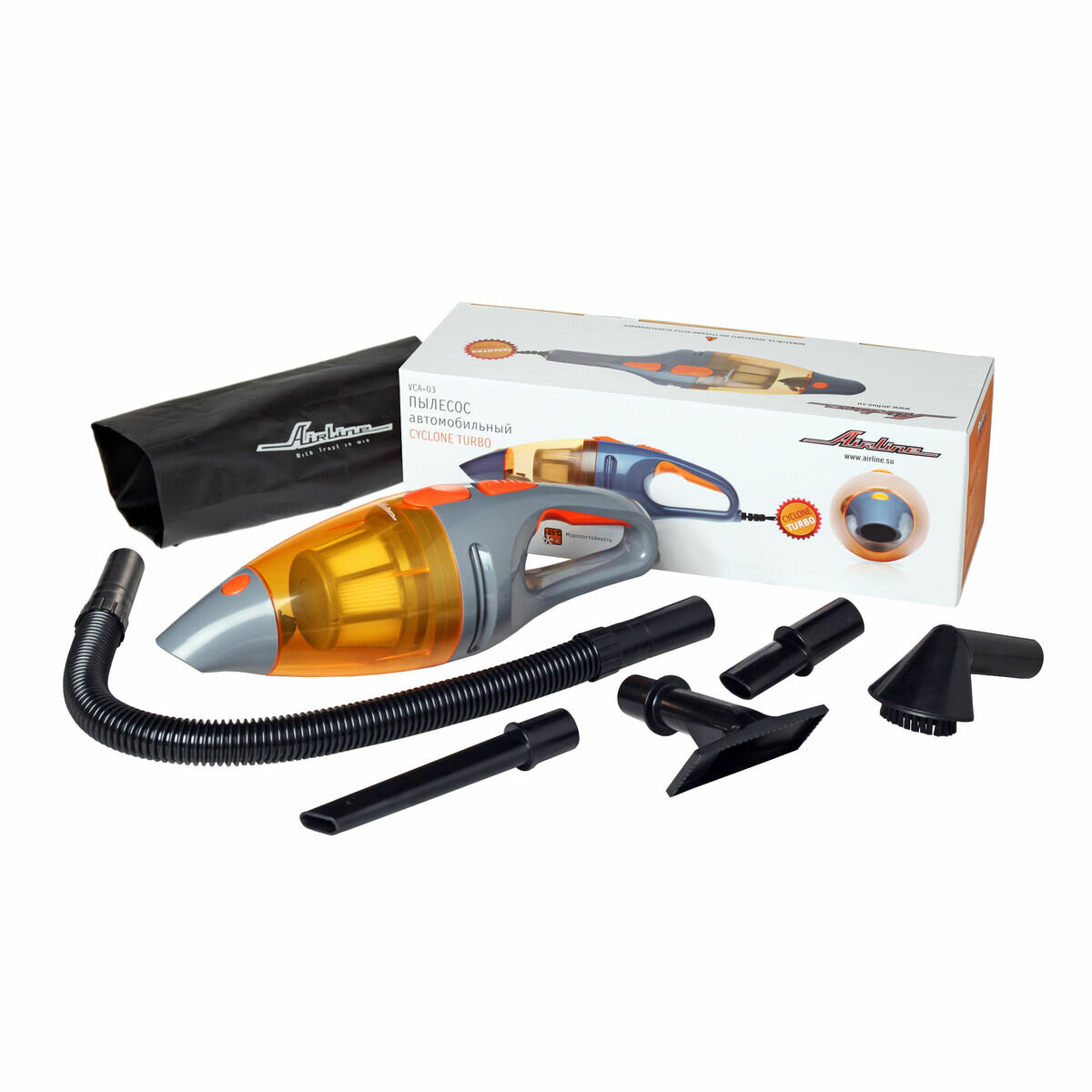 Пылесос Автомобильный Cyclone Turbo (150Вт, 0,5Л, 6 Кпа)(Airline Vca-03)