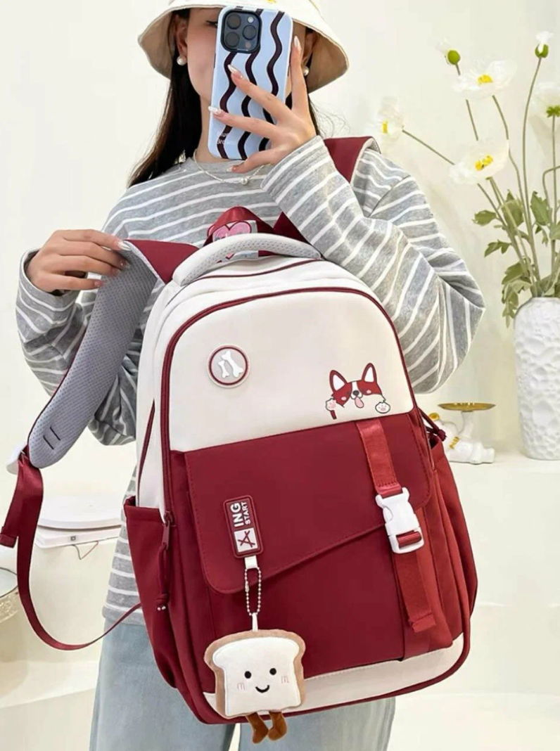 Рюкзак школьный "School Fabric Backpack", для девочек, черный, с отделением для ноутбука