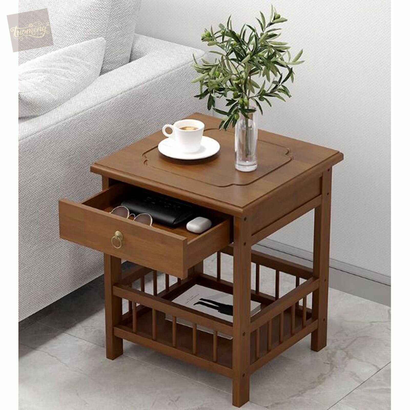 Деревянный журнальный столик в стиле ретро, квадратный трехслойный журнальный столик с выдвижными ящиками, подходящий для кабинета и спальни