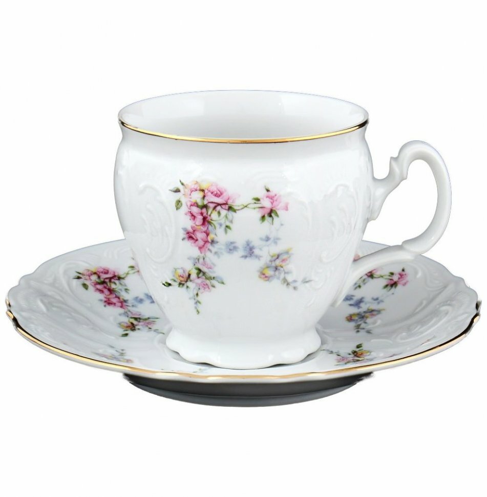 Чайная пара 240 мл 1 шт высокая н/н Thun "Бернадотт /Дикая роза /золото" / 227120