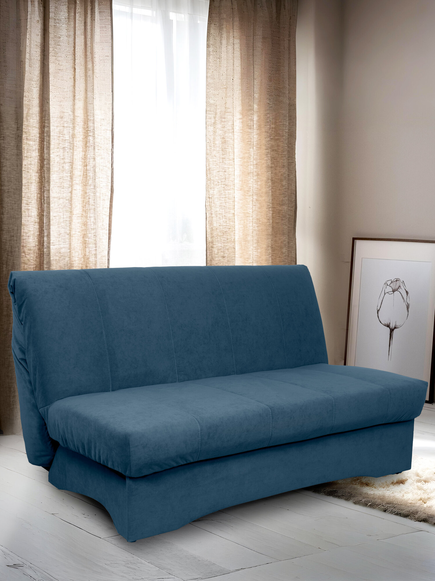 Диван- кровать, Диван выкатной механизм аккордеон, Феникс М , Сириус 140*200, Цвет синий