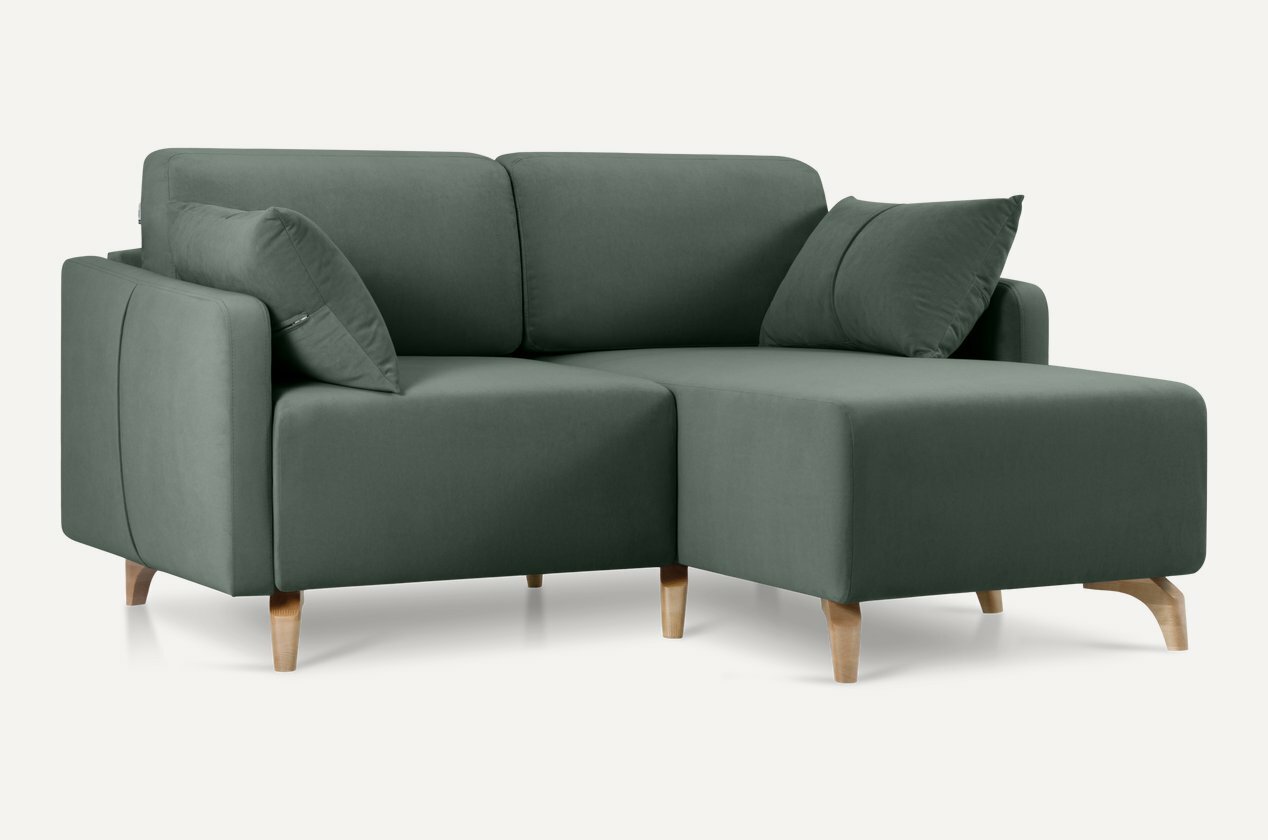 Диван угловой раскладной Divan.ru Льери Мини Velvet Olive 163х160х85 см, спальное место 140x200 см. велюр, оливковый