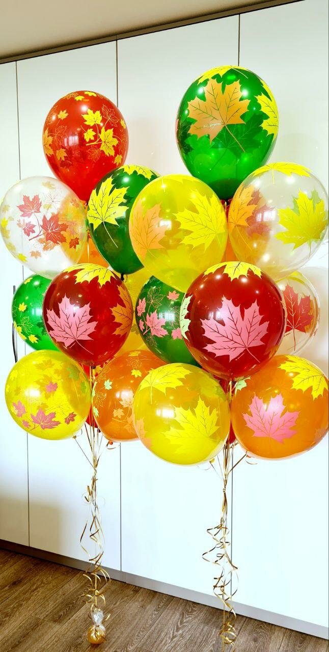 Фонтаны из Шаров 20 шт. Шары с листьями на 1 Сентября