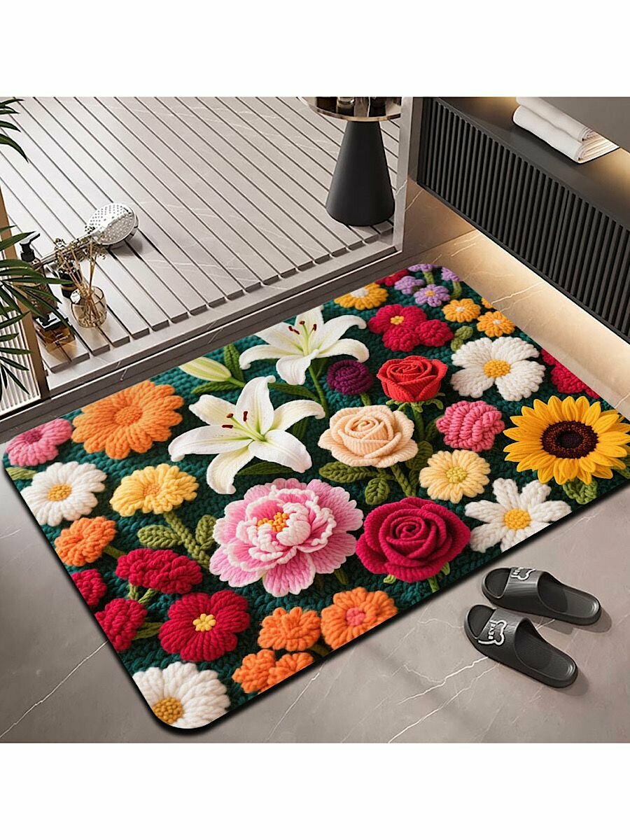 Коврики для ванной из шерстяной ткани, нескользящие, износостойкие, грязеотталкивающие, впитывающие коврики40x60