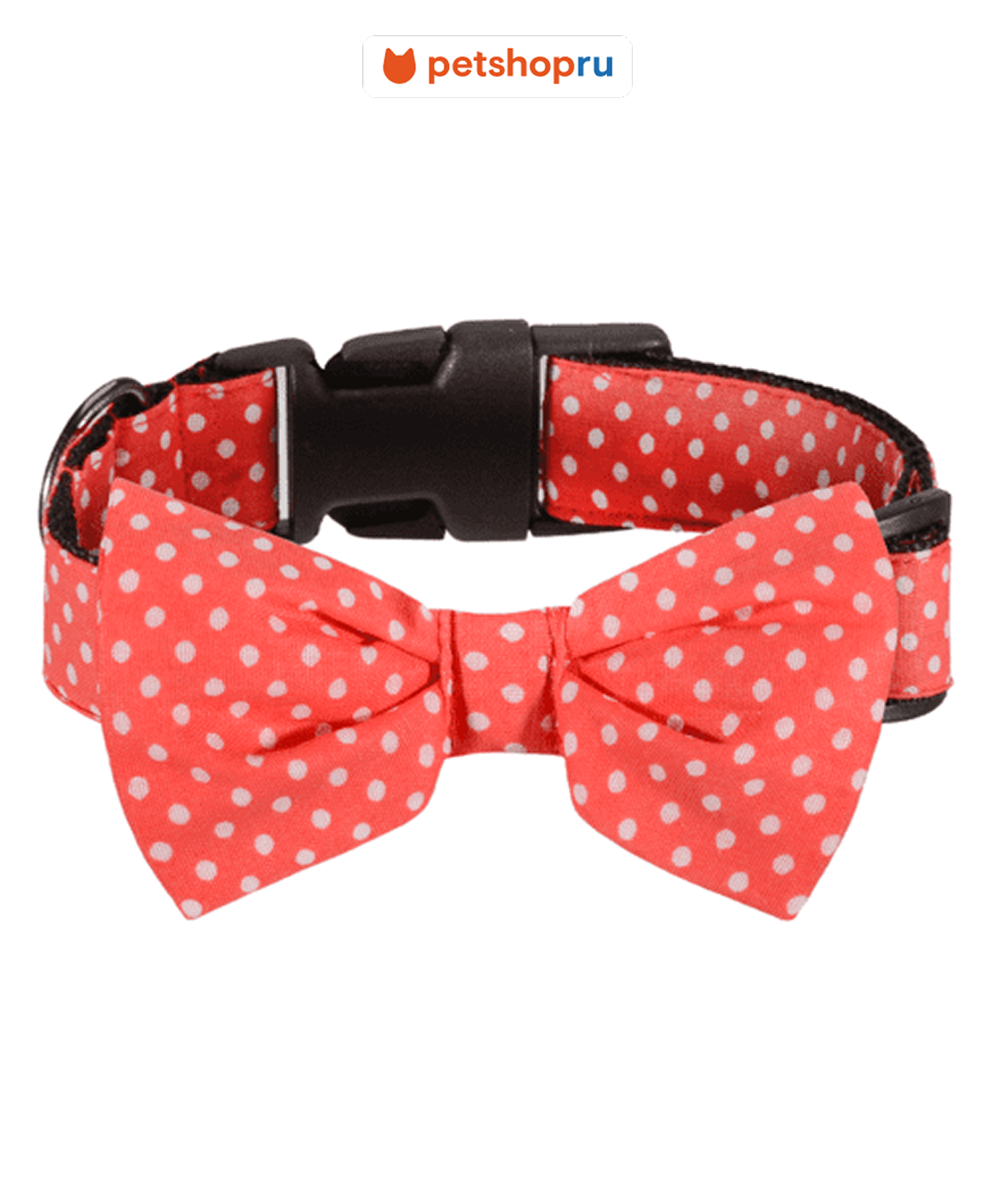 Tappi одежда Бабочка-ошейник "Cпин", красная в горошек, размер S, обхват ошейника 18 см - 32 см