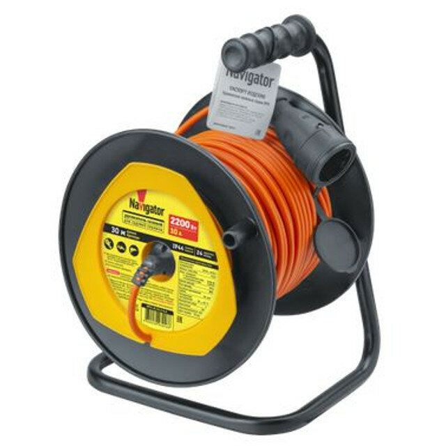 Удлинитель на катушке NAVIGATOR б/з ПВС IP44 2х1мм 10A 30м