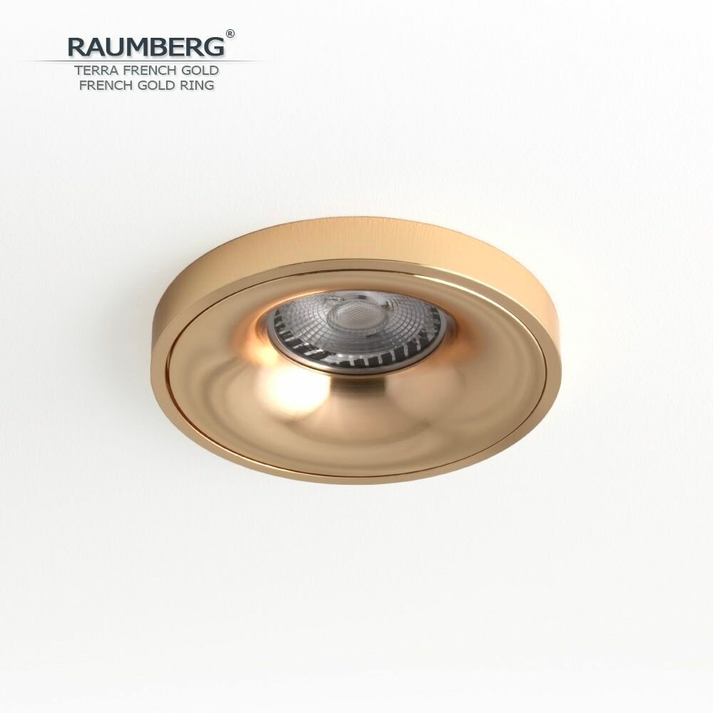 Встраиваемый неповоротный светильник RAUMBERG TERRA French Gold French gold, цвет- золотой с внешним кольцом цвета золото, под светодиодную лампу GU10