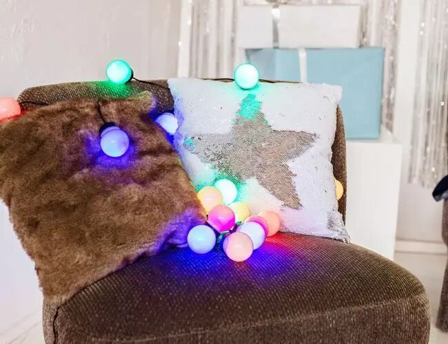 Ретро гирлянда пастельные шары, 20 LED-огней, 9.5+3 м, черный провод, уличная, Kaemingk (Lumineo)