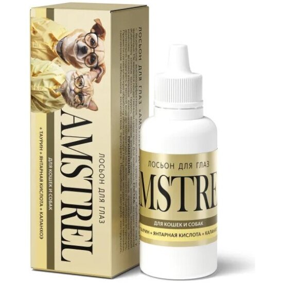 Лосьон для глаз Amstrel для кошек и собак с таурином, янтарной кислотой и каланхоэ 30 мл