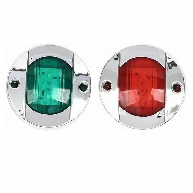 Навигационный огонь для лодки, круглый, Светодиодный огонь кормовой,12V , Пара, включая красные и зеленые огни