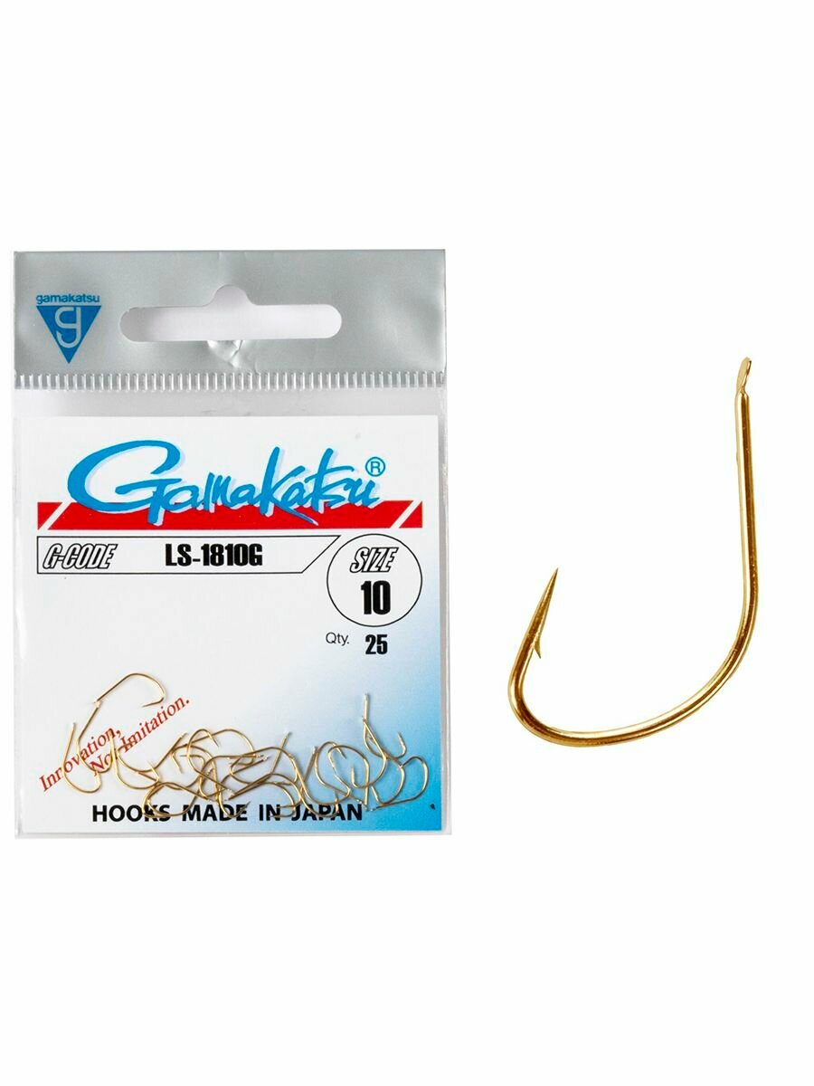Крючки Gamakatsu LS-1810G HOOKS GOLD размер 10 (упк.25шт.)