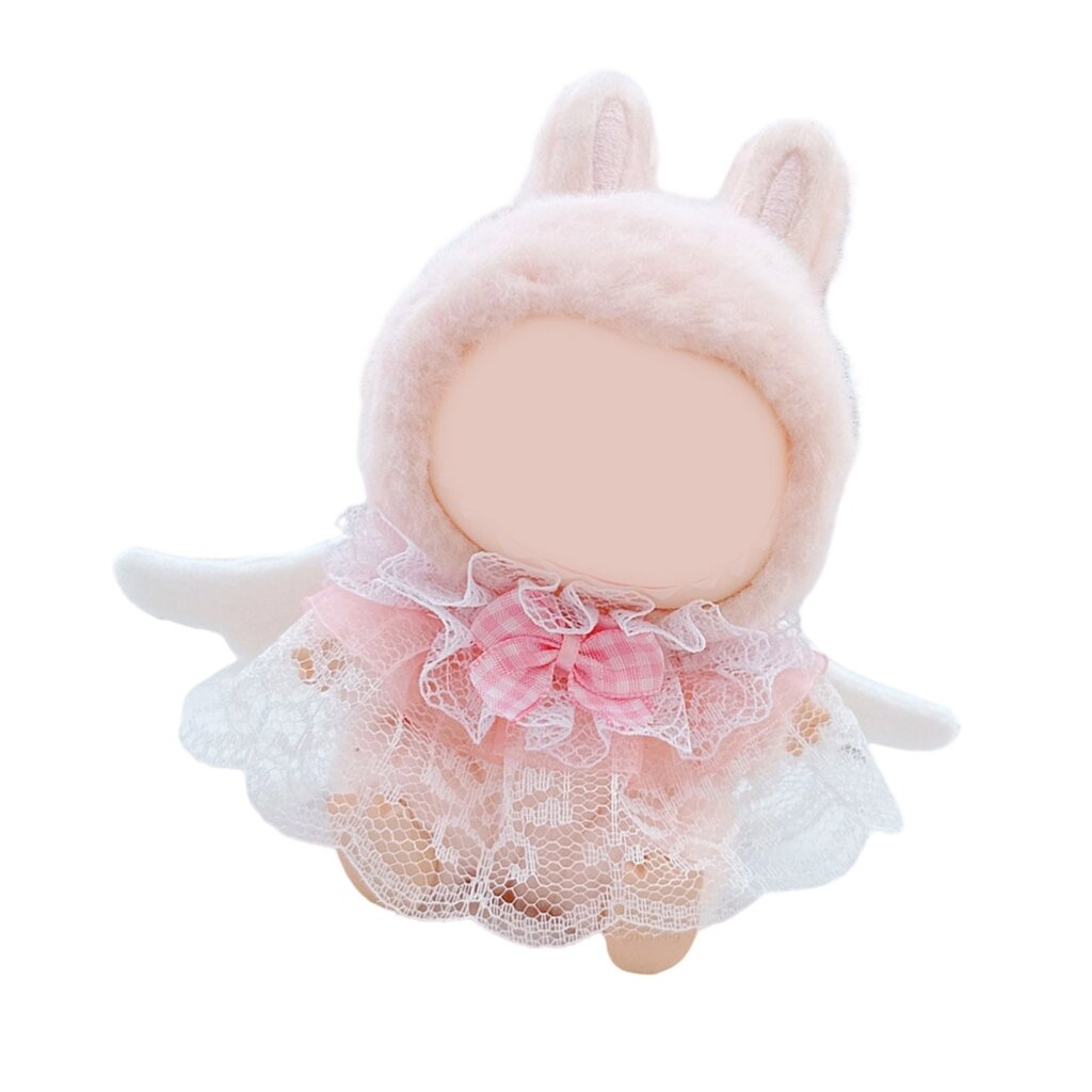 Стильное платье для куклы 17 см с кружевом, крыльями и бантом