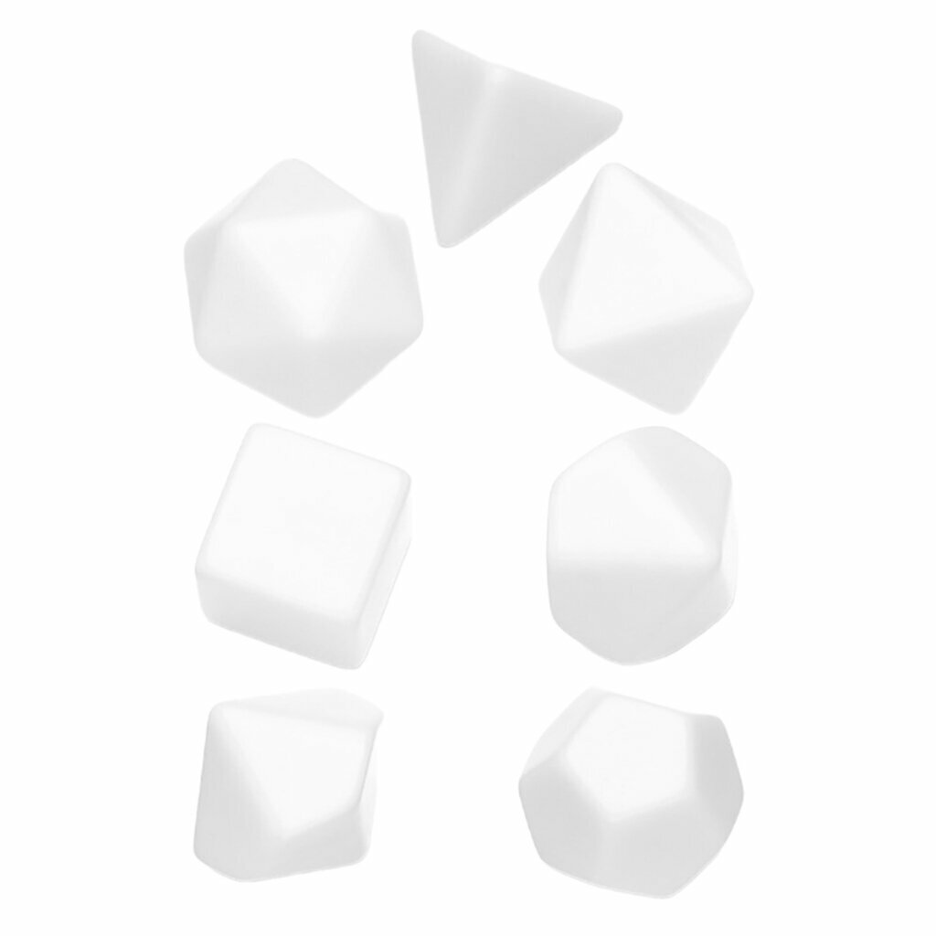 Набор из 7 пустых многогранных RPG кубиков белого цвета