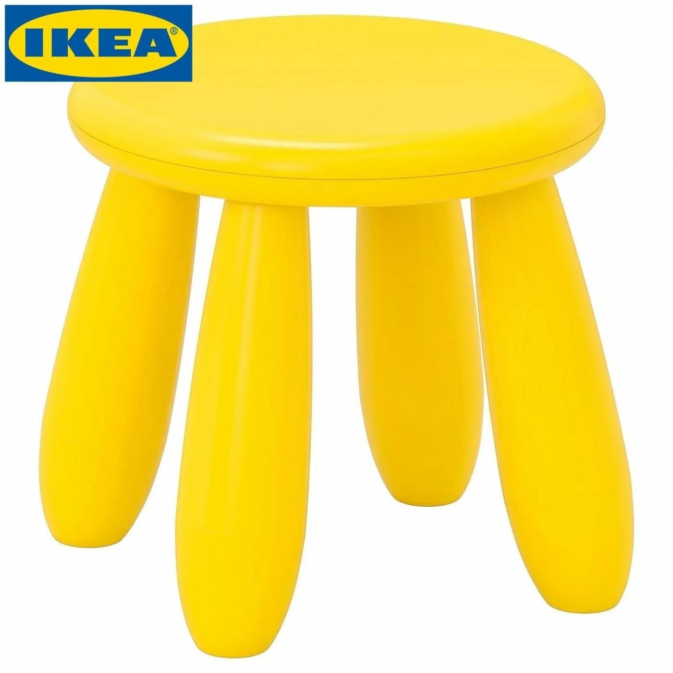Табурет детский маммут икеа (MAMMUT IKEA), стул детский, желтый
