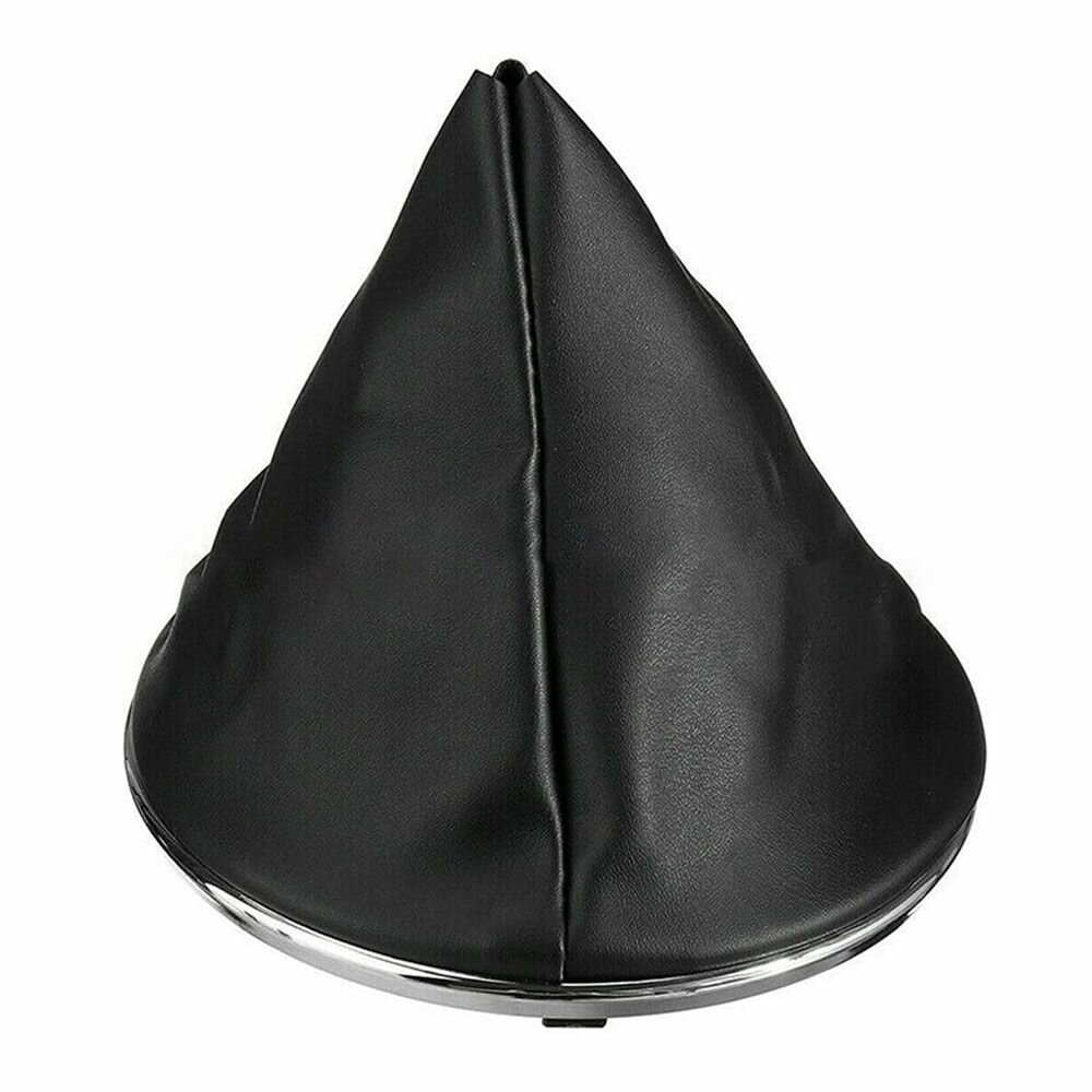 Черный кожаный чехол для рычага переключения передач с хромированным кольцом для Fiat 500 / 500C 2007-2015