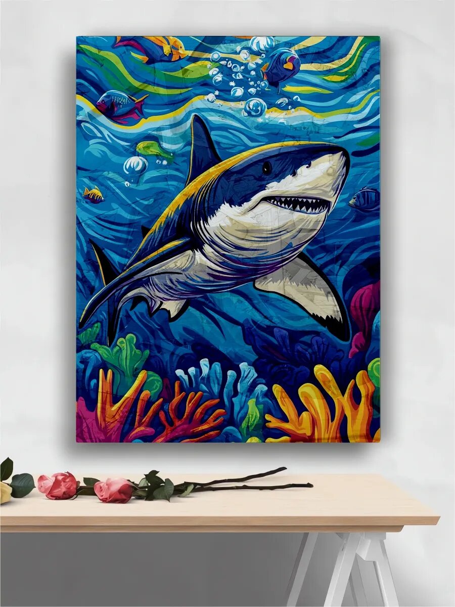 Картина на дереве OSB "Акула"