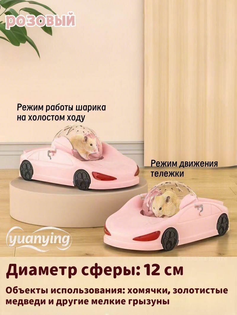 Симпатичное колесо для бега хомячка в форме машинки. Мобильный артефакт для хомяка на открытом воздухе