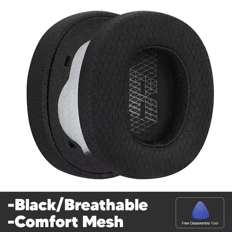 Кожаные амбушюры для наушников JBL Live 650BTNC, Live 660 NC, E65BTNC, Duet NC Black Mesh