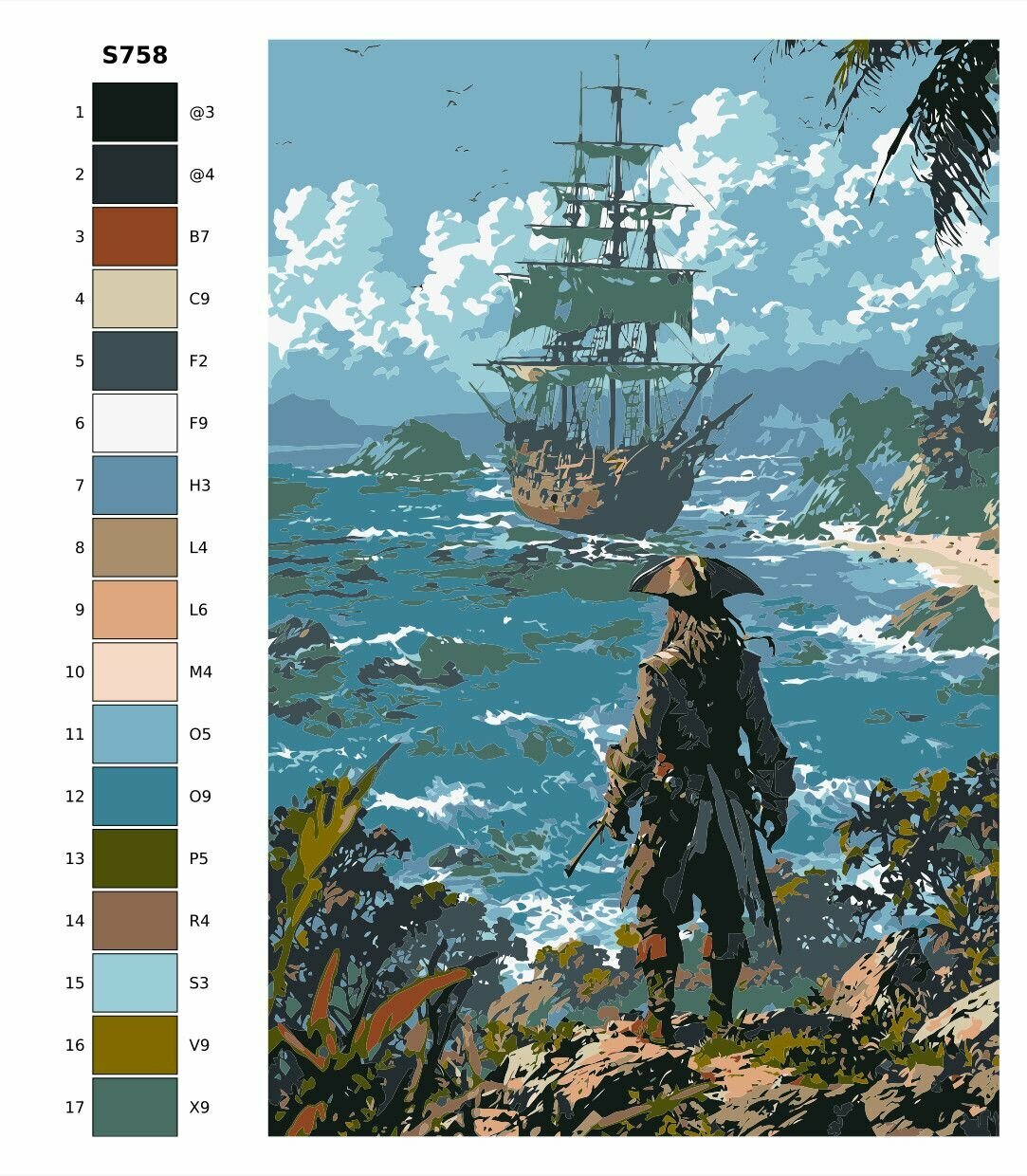 Картина по номерам S-758 "Пиратский корабль - призрак" 40x60 см