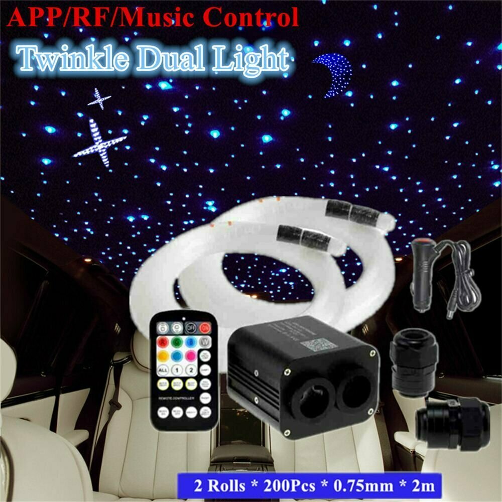 Комплект звездного потолка для автомобиля с rgbw светодиодными мигающими звездами, звездным небом, 400 шт. оптоволоконных нитей