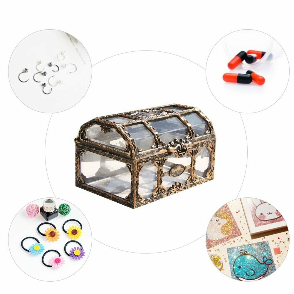 Прозрачная пластиковая пиратская шкатулка для украшений и монет, стильный сундук с сокровищами, органайзер для хранения