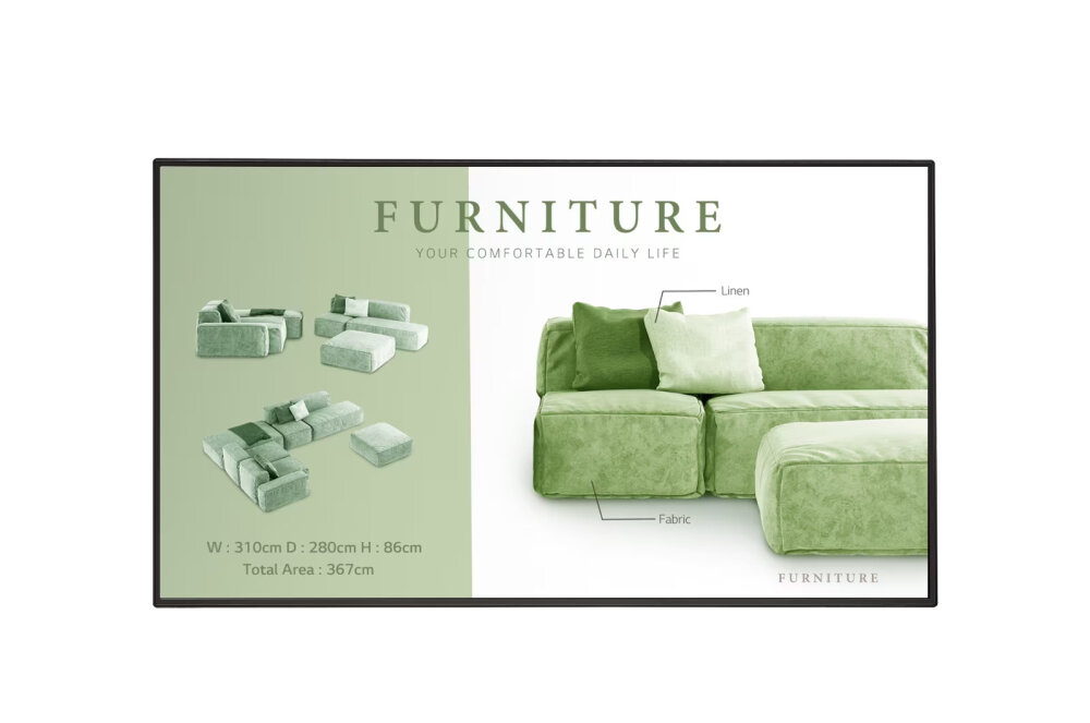 LG 43UM5N-H - Профессиональный дисплей 43", UHD; Режим работы 24/7; Яркость 500 кд/м2; Коэффициент матовости экрана 25%; ОС webOS 6.0; Wi-Fi; Динамики 10+10 Вт; Режим видеостены; 968 x 559 x 57.7 мм (без IR) 9.0 кг