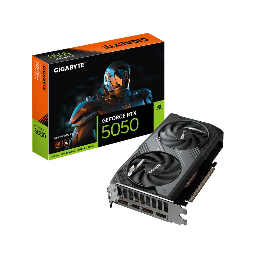 Видеокарта Gigabyte RTX5050 WINDFORCE OC 8GB GDDR6 128bit 2xDP 2xHDMI 2FAN RTL
